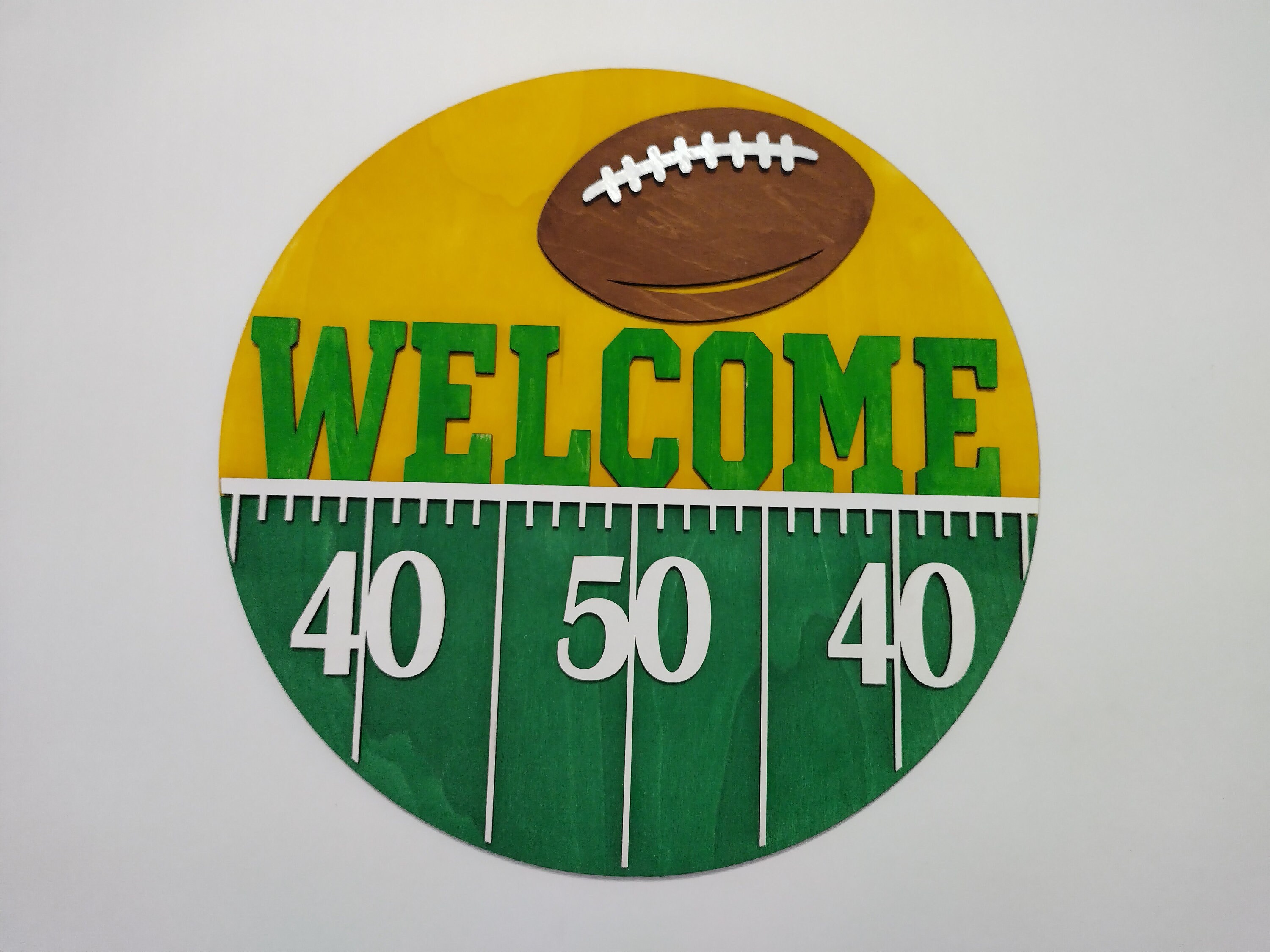 Football Wood Round Door Sign, Door Hanger, Sign for the Porch, Porch ...