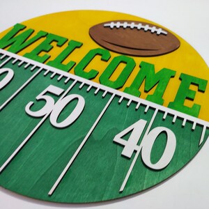 Football Wood Round Door Sign, Door Hanger, Sign for the Porch, Porch ...