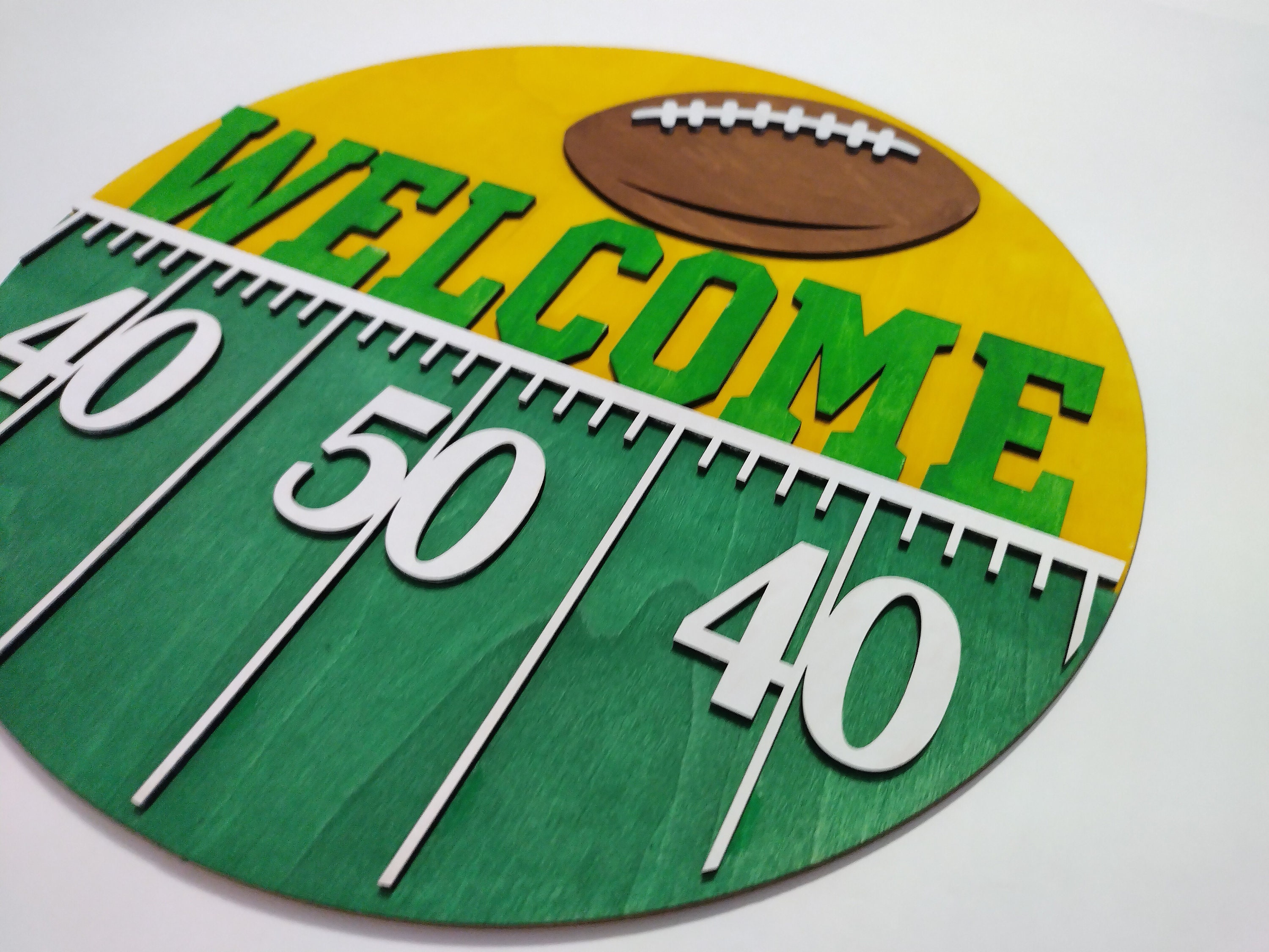 Football Wood Round Door Sign, Door Hanger, Sign for the Porch, Porch ...