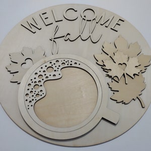 Welcome Fall Door Hanger, DIY Kit, Unfinished Wooden Door Round Sign ...