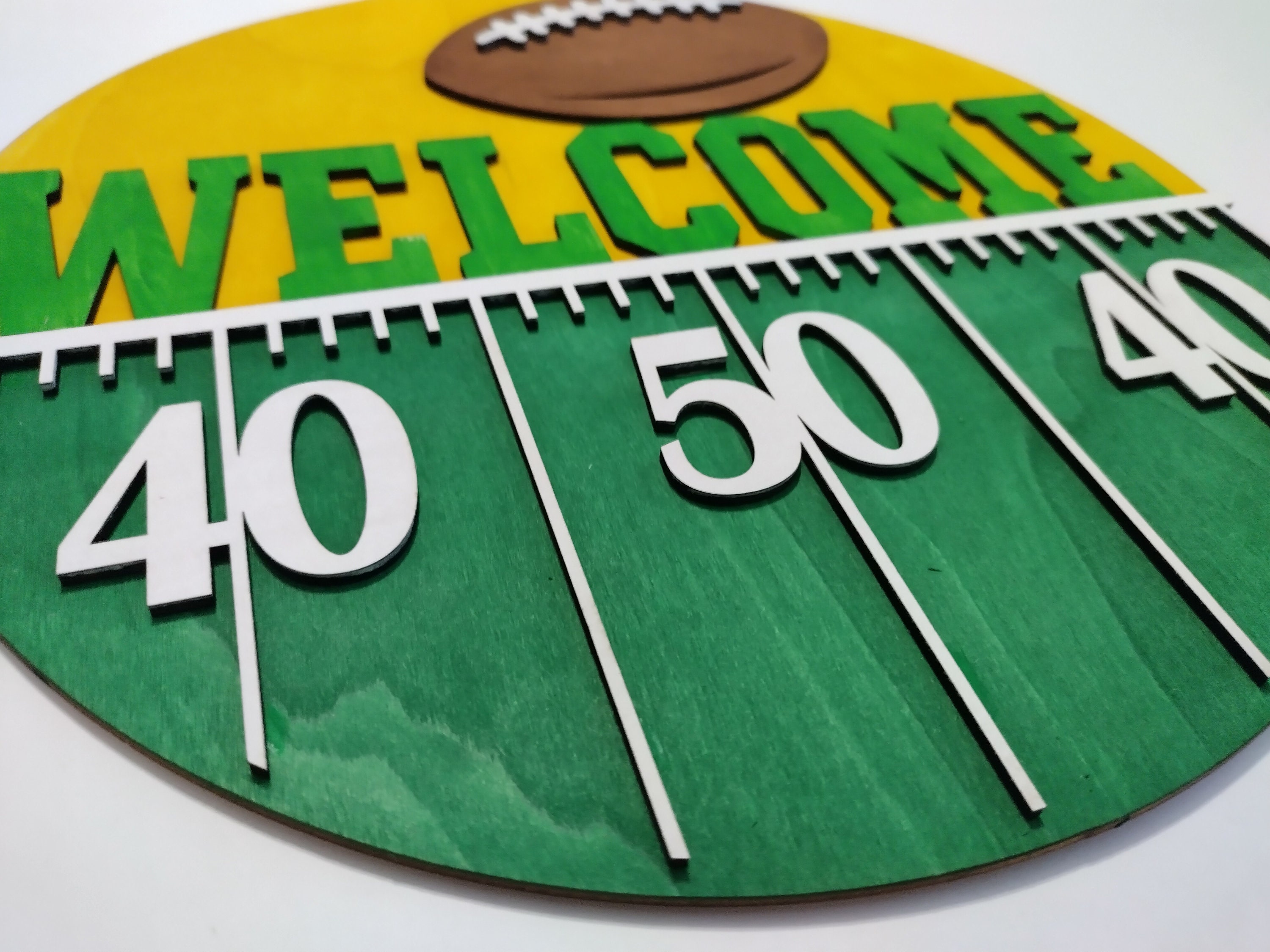 Football Wood Round Door Sign, Door Hanger, Sign for the Porch, Porch ...