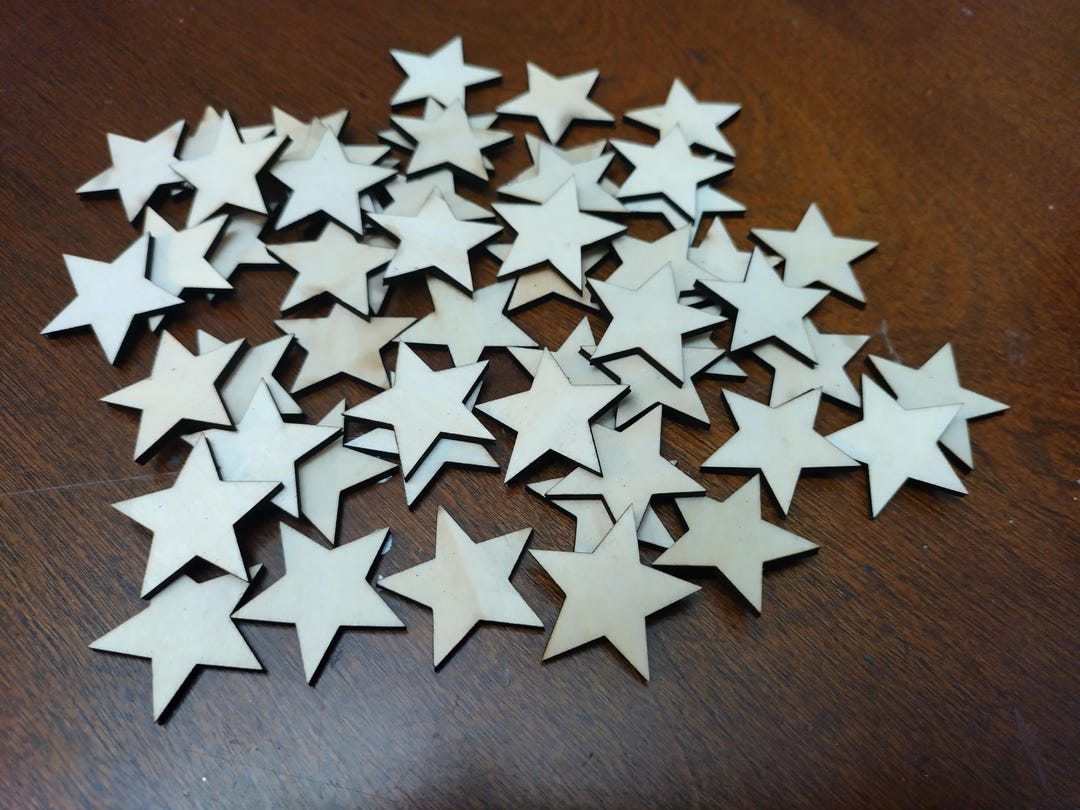 Laser Cut Wood Stars: Unfinished Wood Craft Embellishments, Set of 50 ...