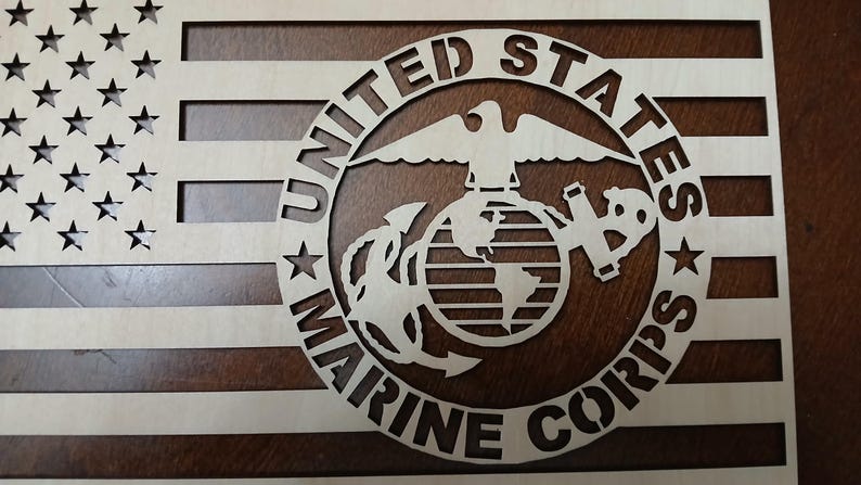 Laser Cut USMC Desk Flag: Hand-painted Wooden Marine Corps Tribute - Etsy