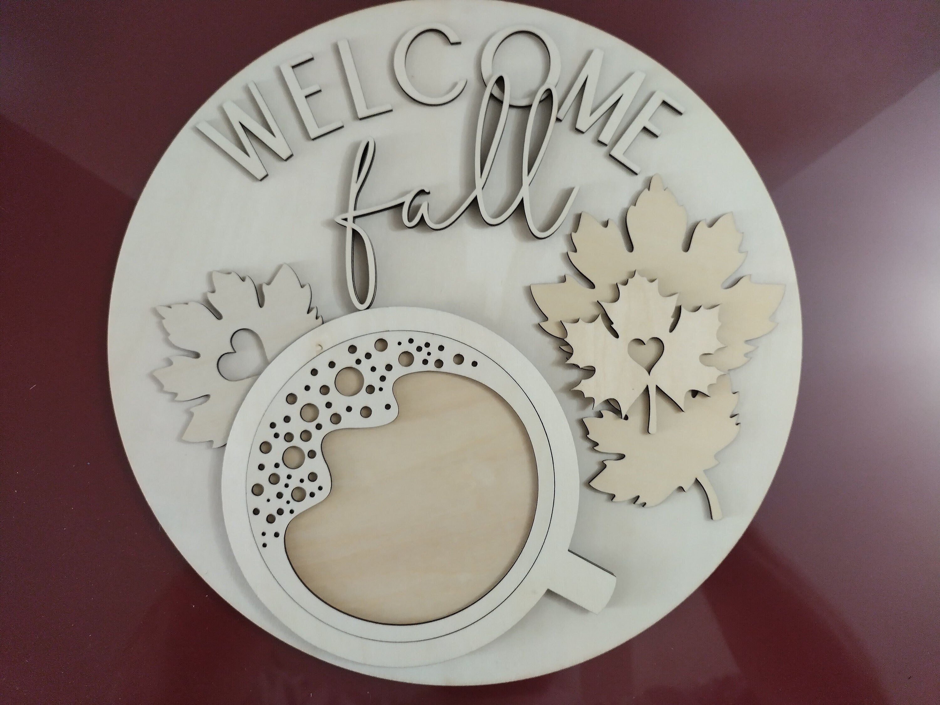 Welcome Fall Door Hanger, DIY Kit, Unfinished Wooden Door Round Sign ...