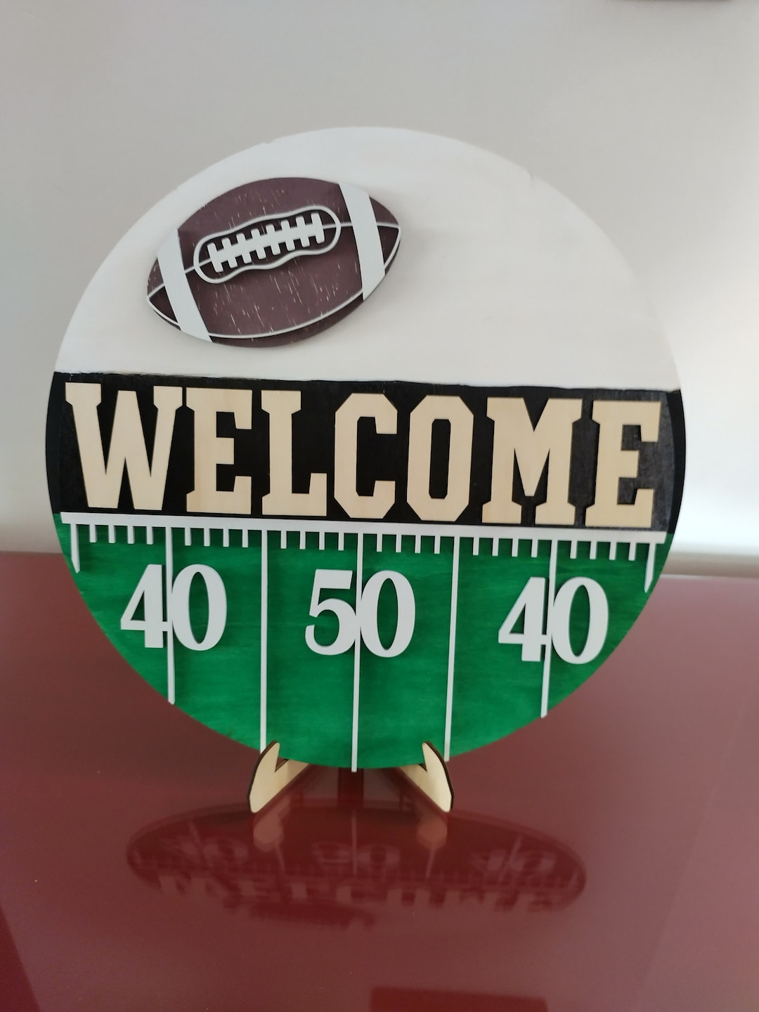 Football Wood Round Door Sign, Door Hanger, Sign for the Porch, Porch ...