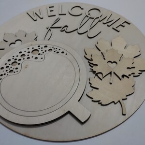Welcome Fall Door Hanger, DIY Kit, Unfinished Wooden Door Round Sign ...