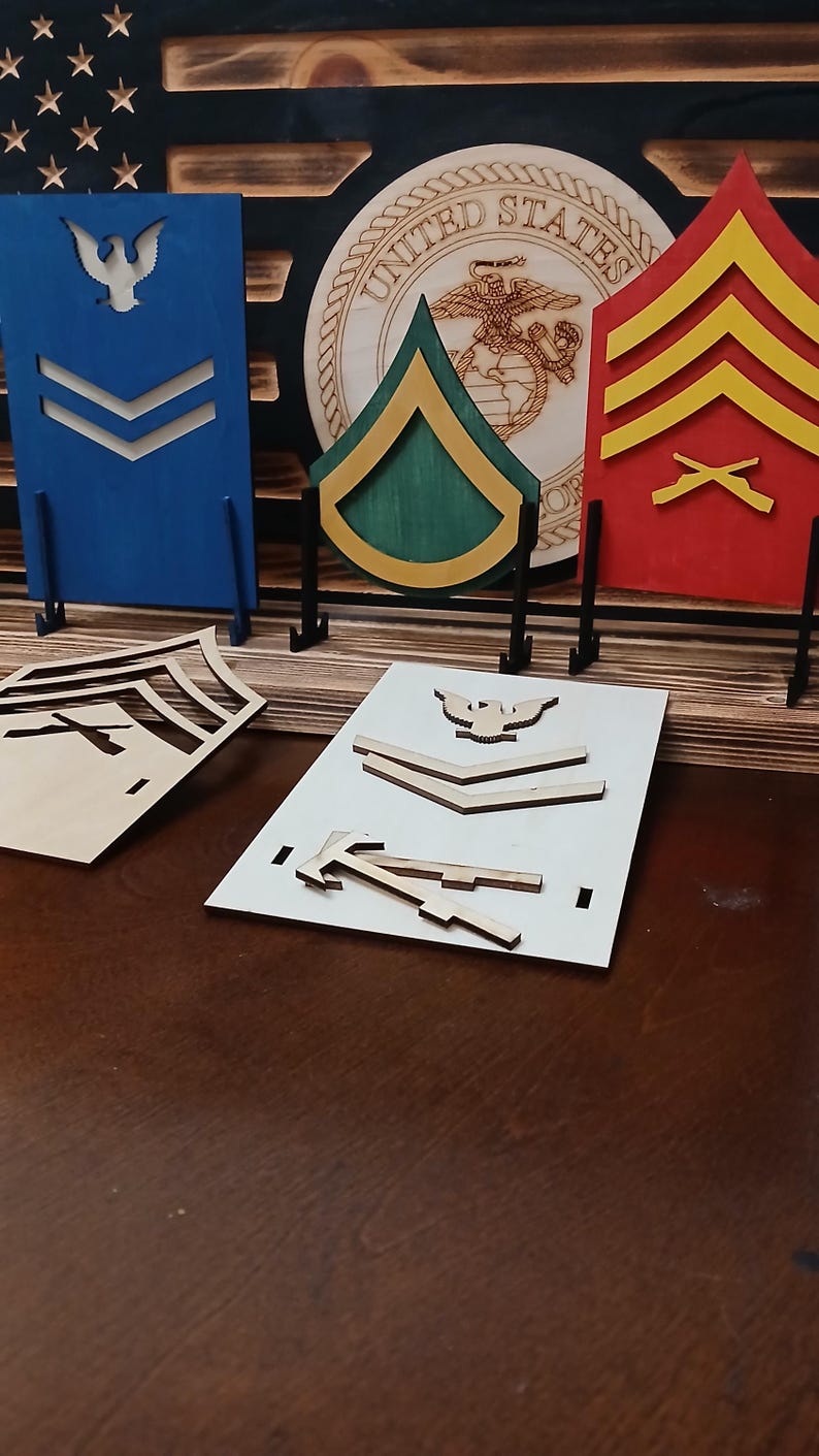 Custom Military Rank Name Plate – Laser Cut Wood Plaque - Hand Painted ...