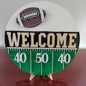 Football Wood Round Door Sign, Door Hanger, Sign for the Porch, Porch ...