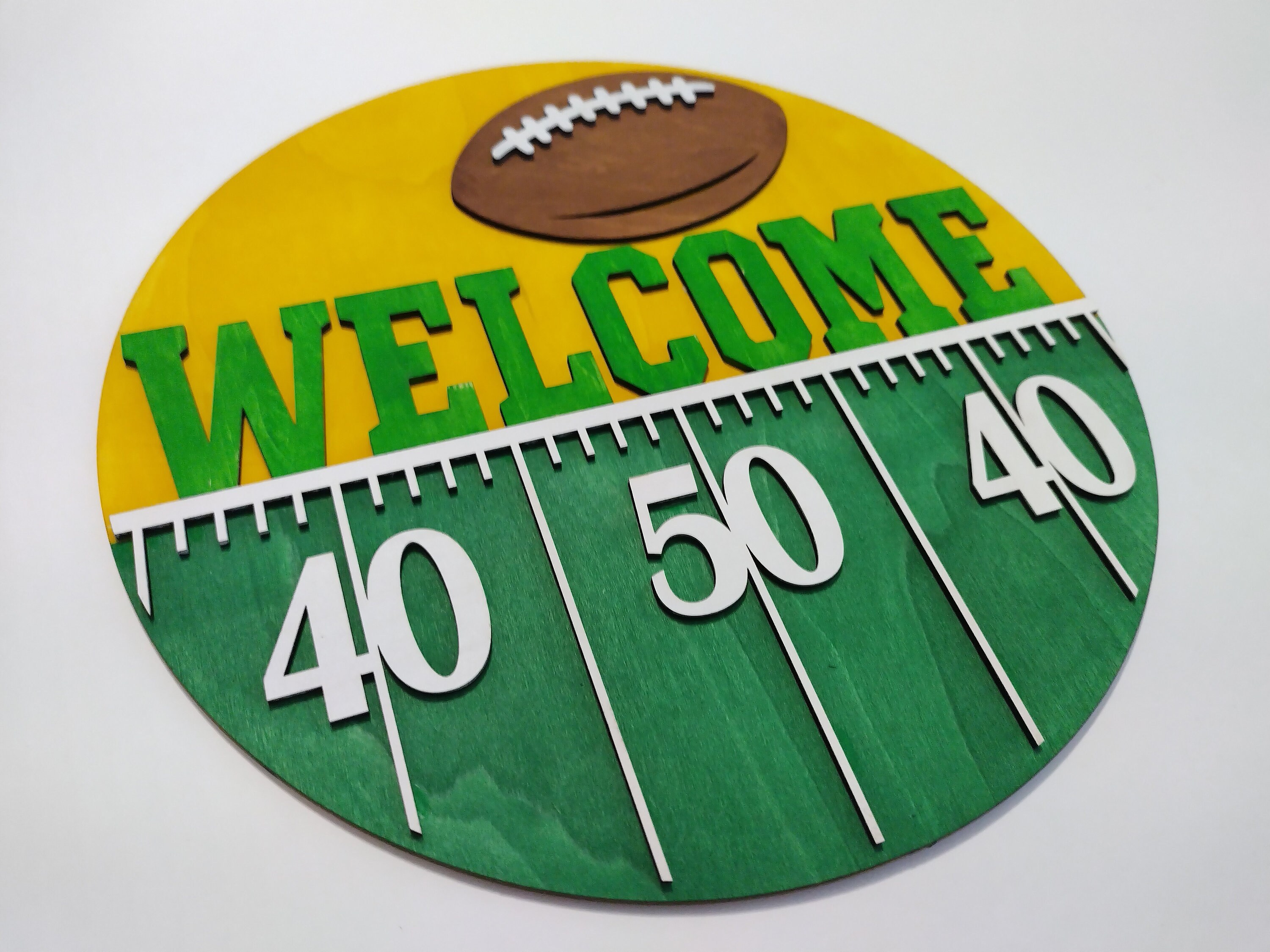 Football Wood Round Door Sign, Door Hanger, Sign for the Porch, Porch ...