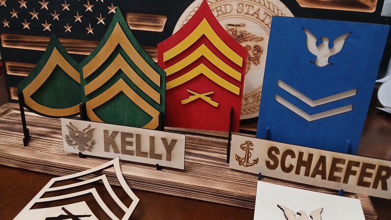 Custom Military Rank Name Plate – Laser Cut Wood Plaque - Hand Painted ...