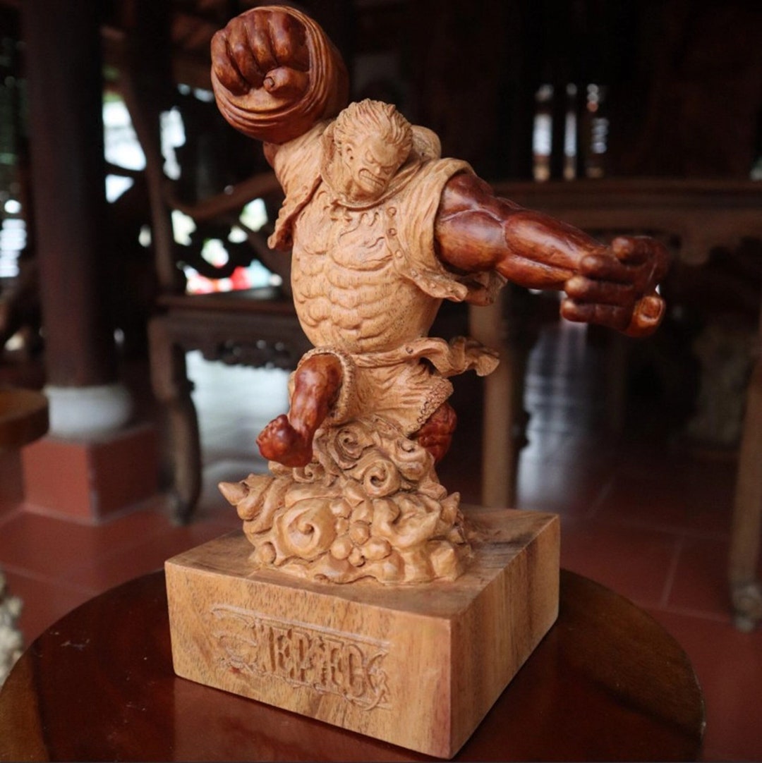 Luffy Gear 4 Mahogany Wood Carving Statue Unique Handcrafted Anime ...