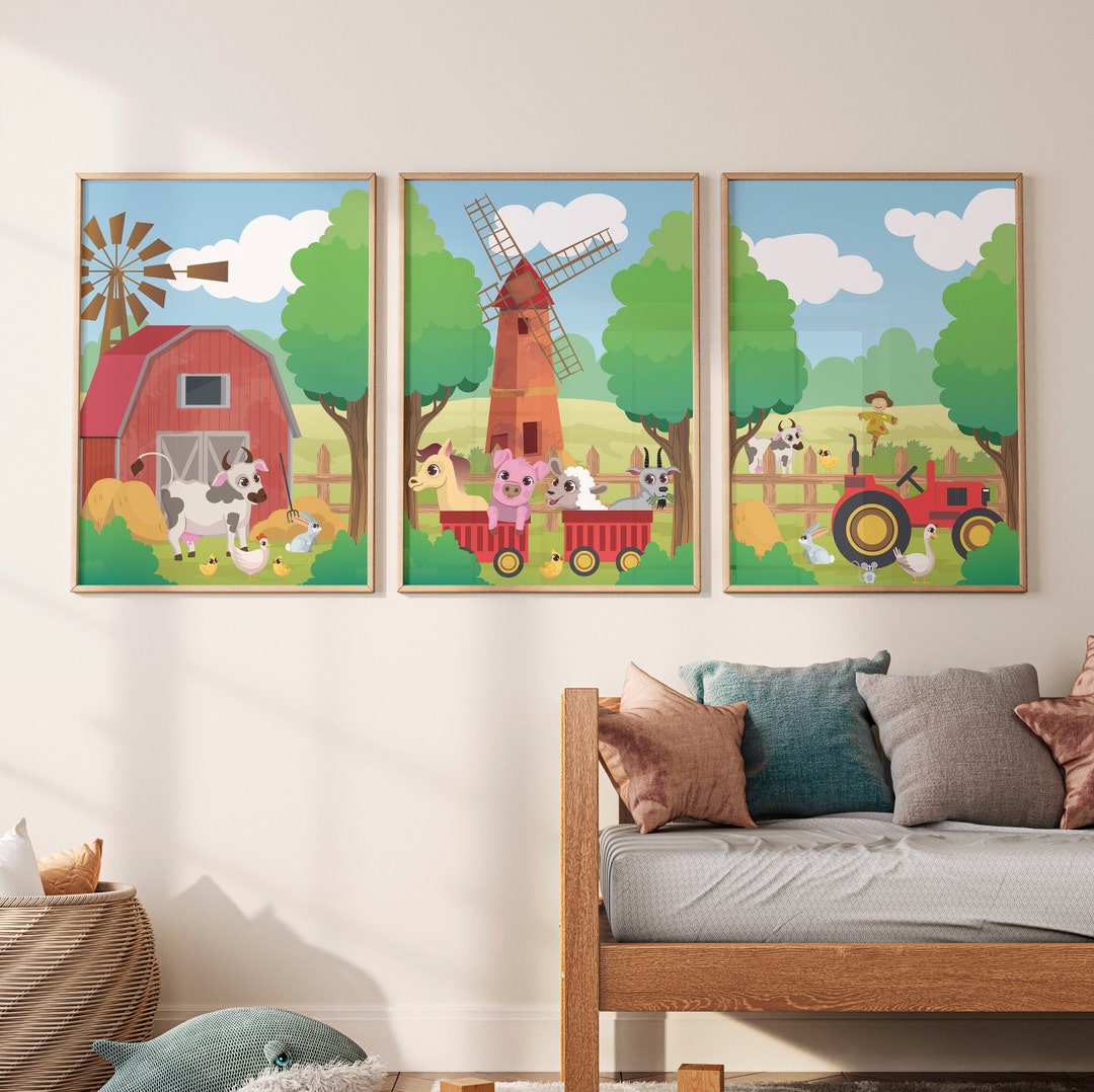 Farm Animal Prints, Farm Nursery Printable Wall Art, Farm Playroom ...