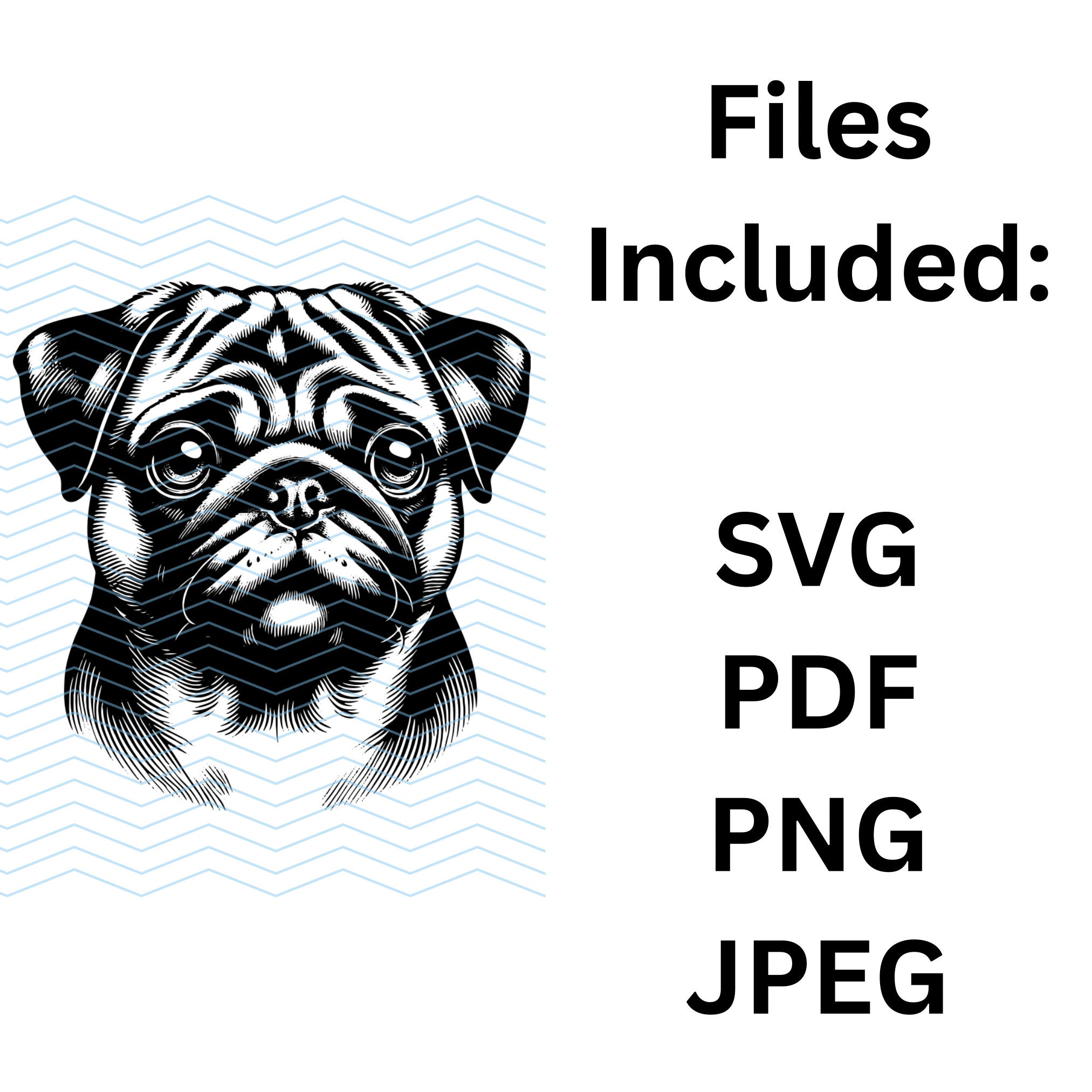 Pug Portrait - Dog - SVG, PNG, JPEG - Etsy