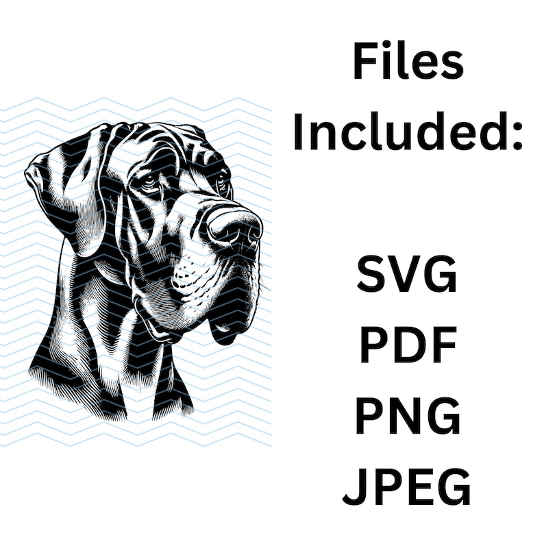 Great Dane Portrait - Dog - SVG, PNG, JPEG - Etsy