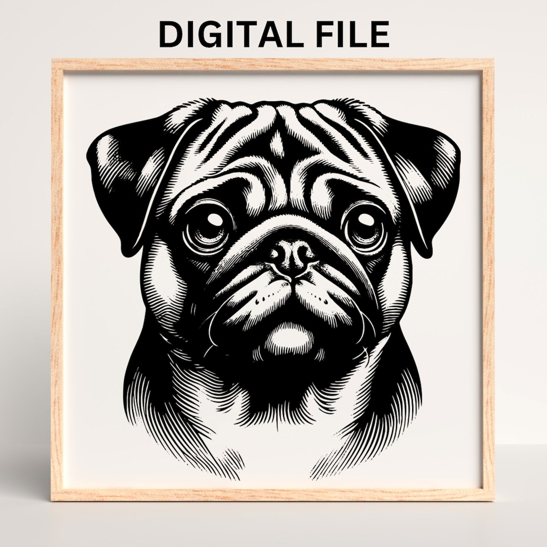 Pug Portrait - Dog - SVG, PNG, JPEG - Etsy