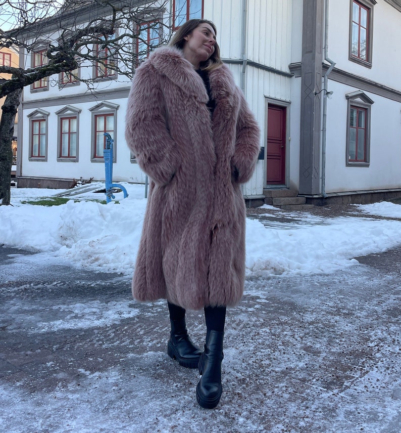 Elegant Exclusive Blue Fox Fur Coat in Pink - Etsy