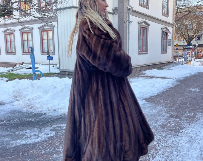 Stunning RARE Vintage Saga Mink Dark Brown Full Length Mink Fur Coat ...