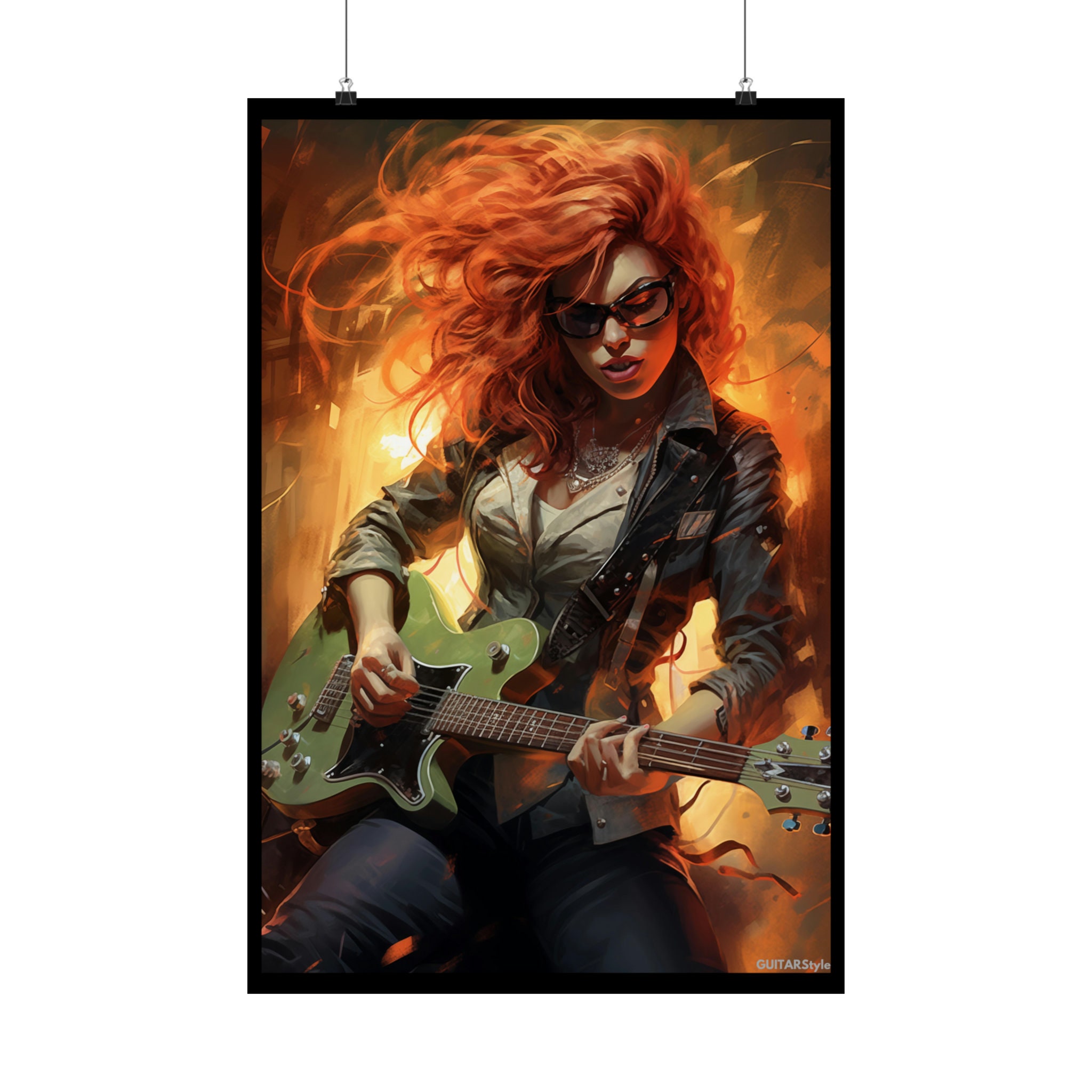 Rockin Redhead Guitar Poster Digital Download for Guitarist Gift for ...