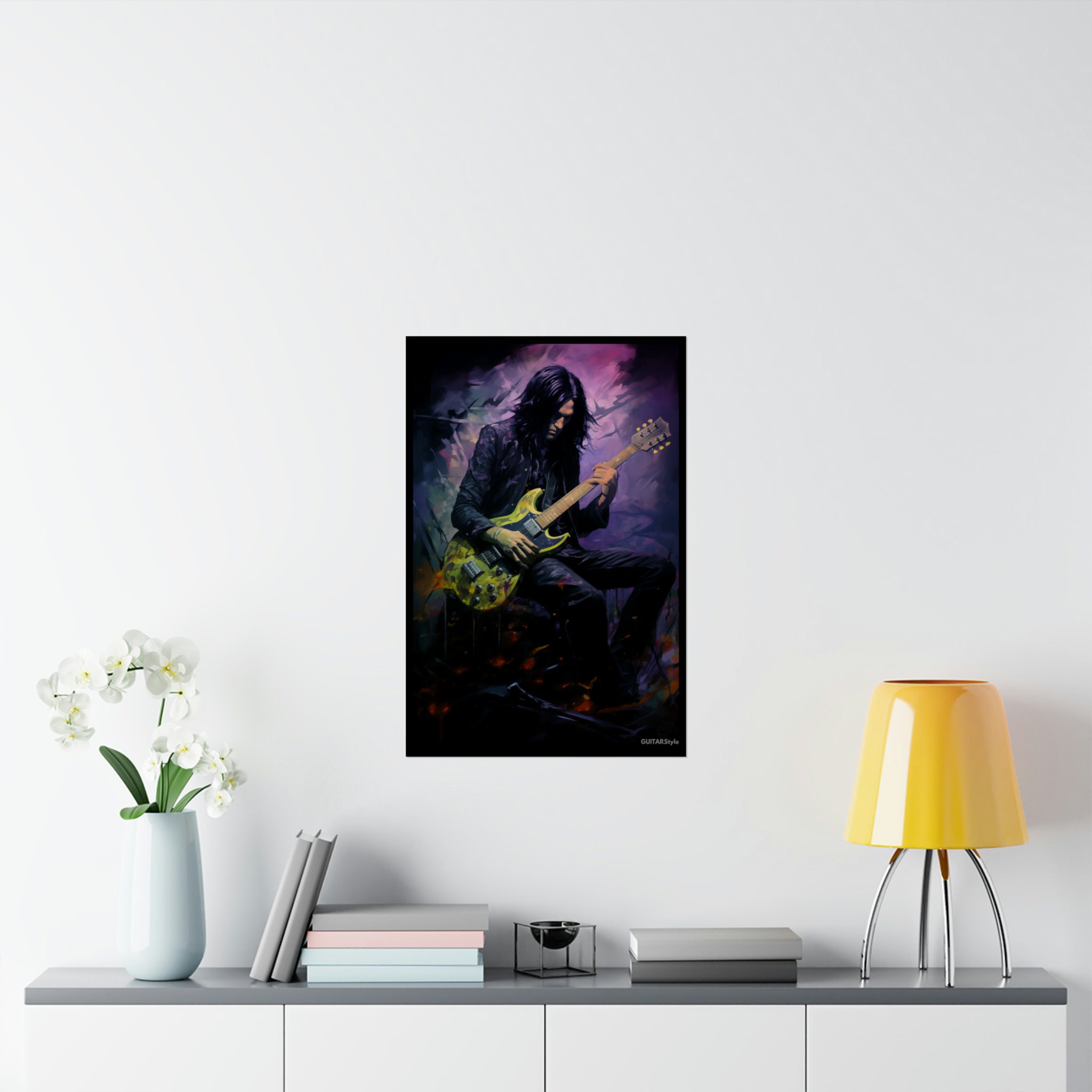 Dark Moody Guitarist Poster, Guitar Art, Musician Poster, Music Lover ...