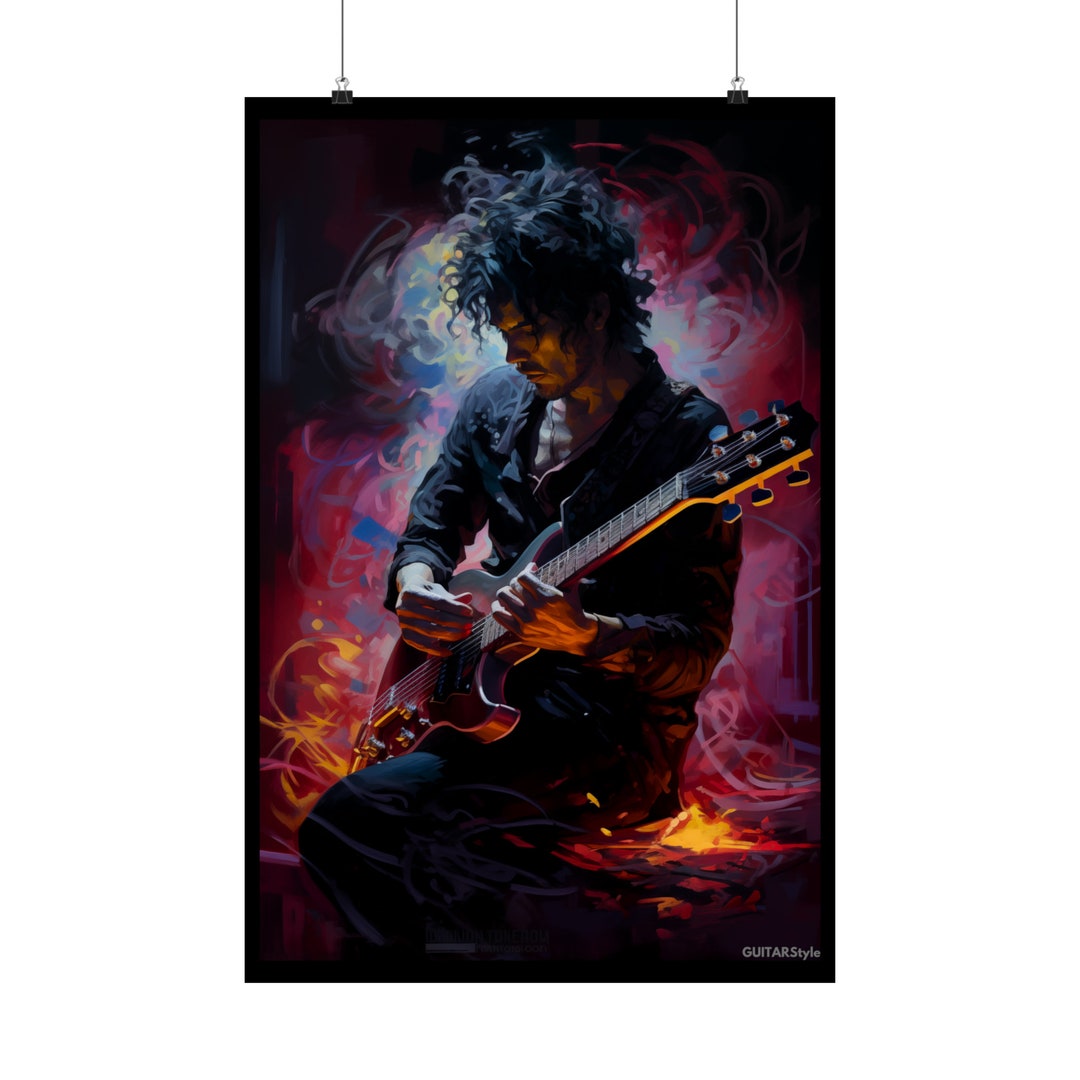 Rock Guitarist Poster, Guitar Art, Musician Poster, Music Lover ...