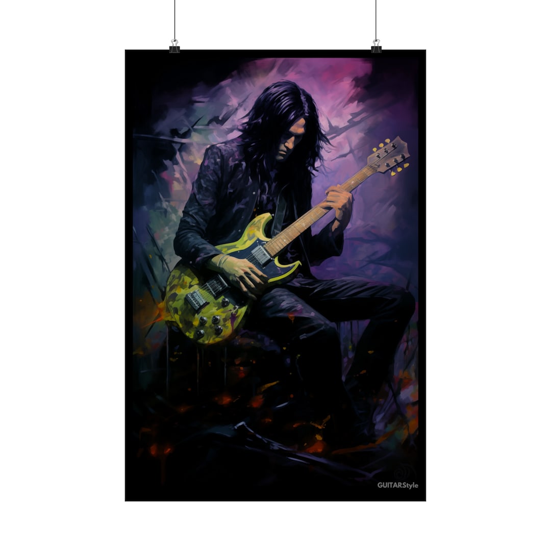 Dark Moody Guitarist Poster, Guitar Art, Musician Poster, Music Lover ...
