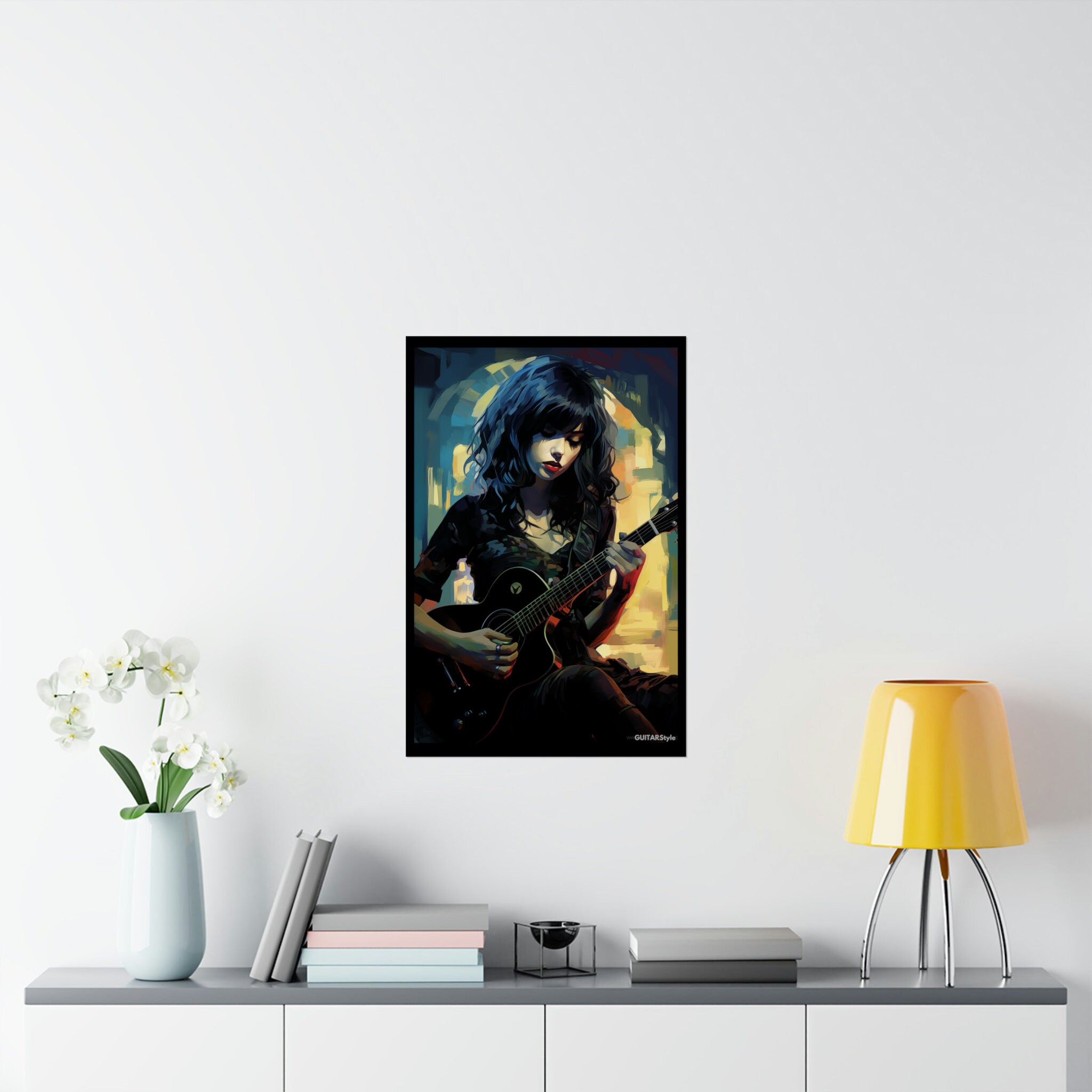 Goth Girl Guitarist Poster, Guitar Art, Musician Poster, Music Lover ...