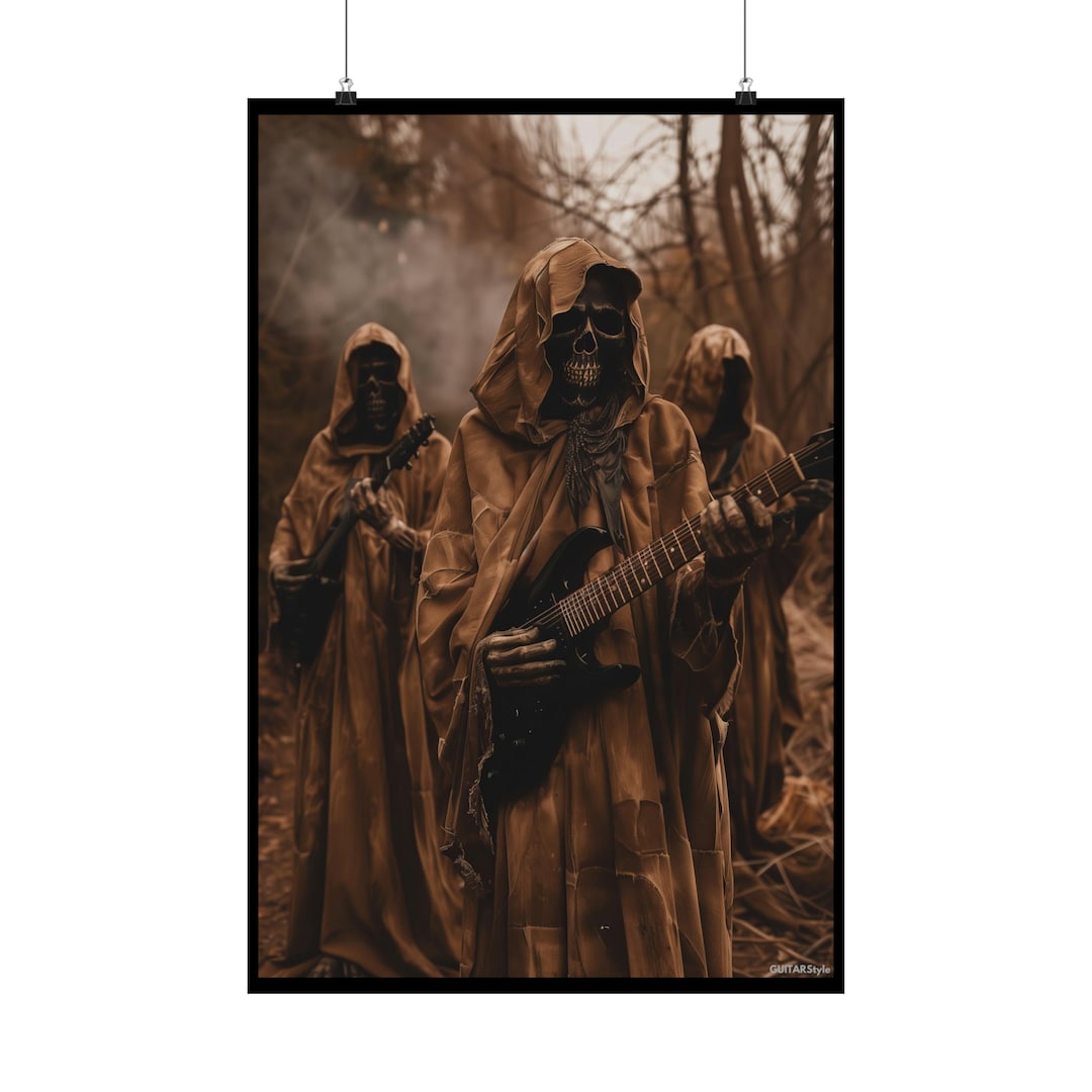 Heavy Metal Poster Guitar Art With Skulls Music Art for Metalhead ...