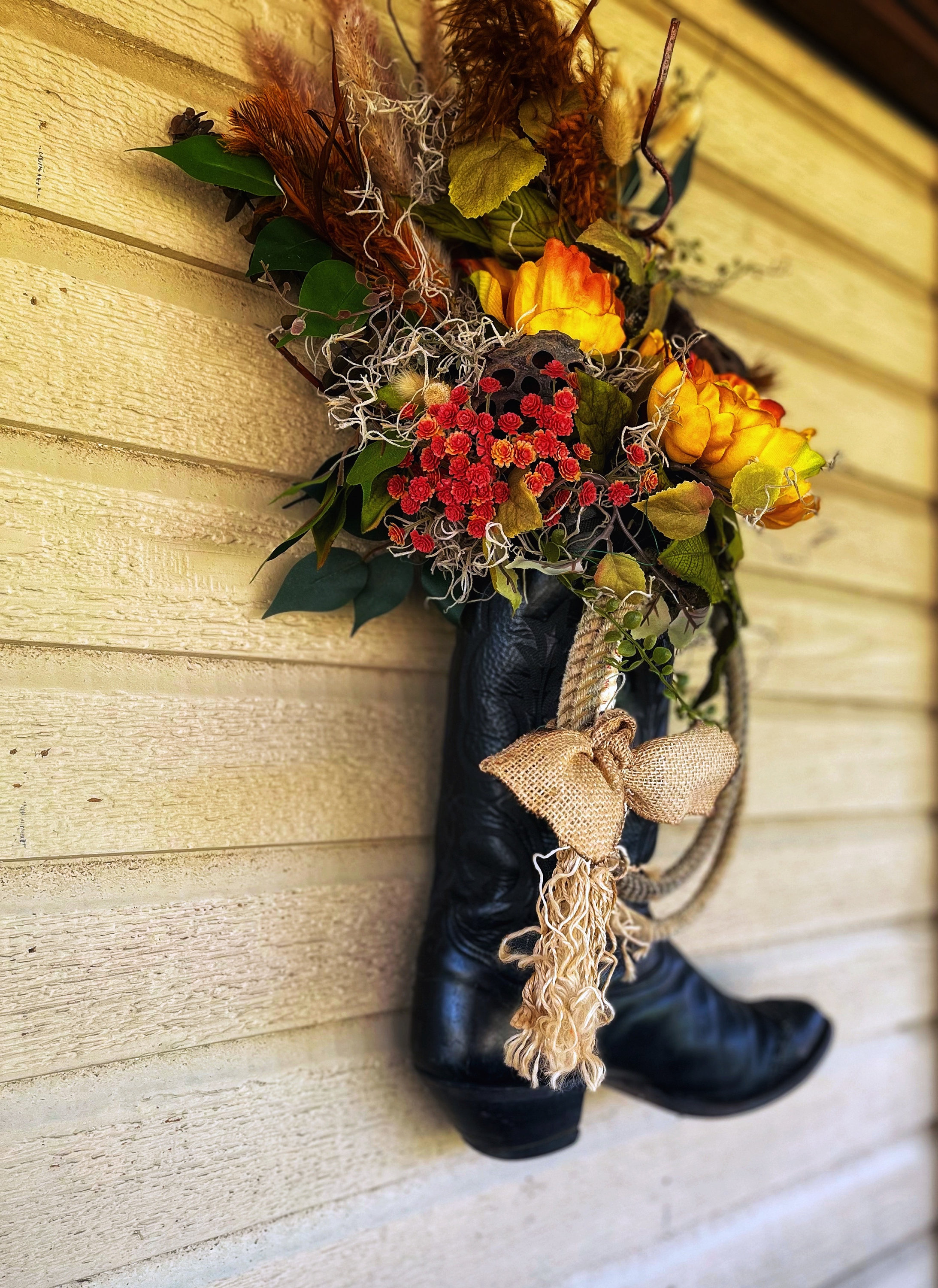 Cowboy Boot Wreath, Country Decor, Rustic Wreath, Mothers Day, Unique ...