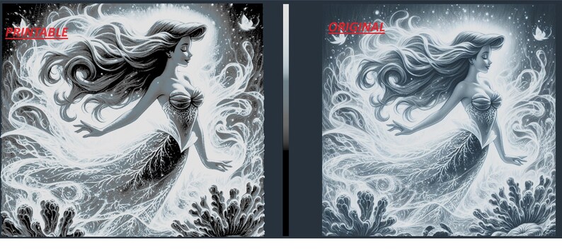 Little Mermaid Hueforge Stl File Geisha 3d Printed Ariel Wall Art Décor ...