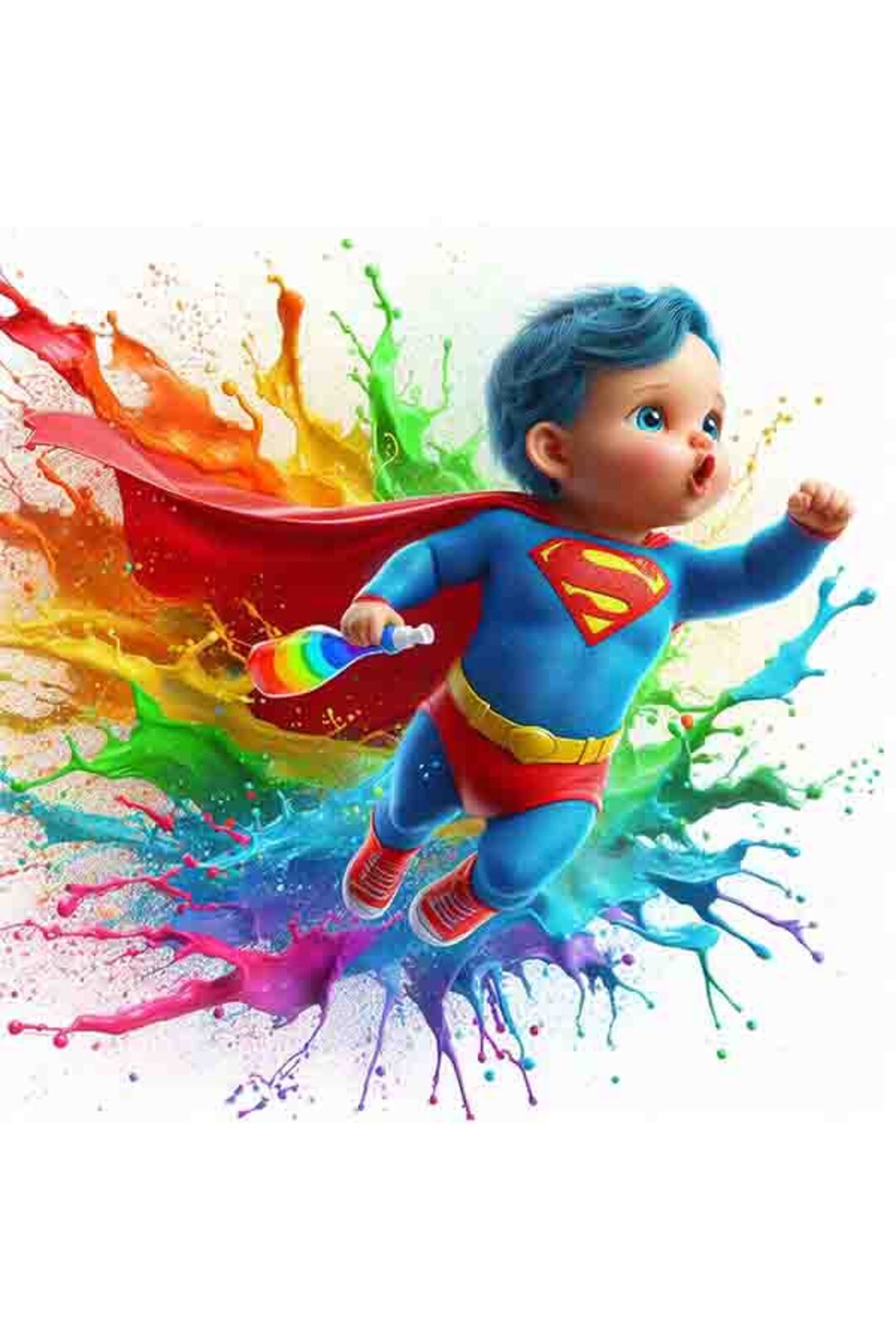 Baby Superboy Superhero, High Quality Digital Watercolor Print, Digital ...