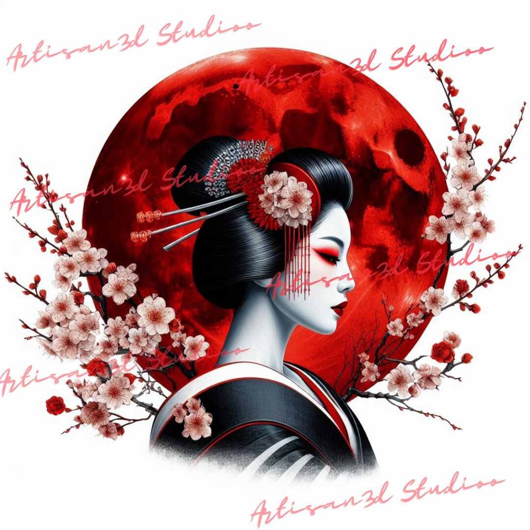 Geisha Hueforge Stl File Geisha 3d Printed Geisha Wall Art Décor Geisha ...