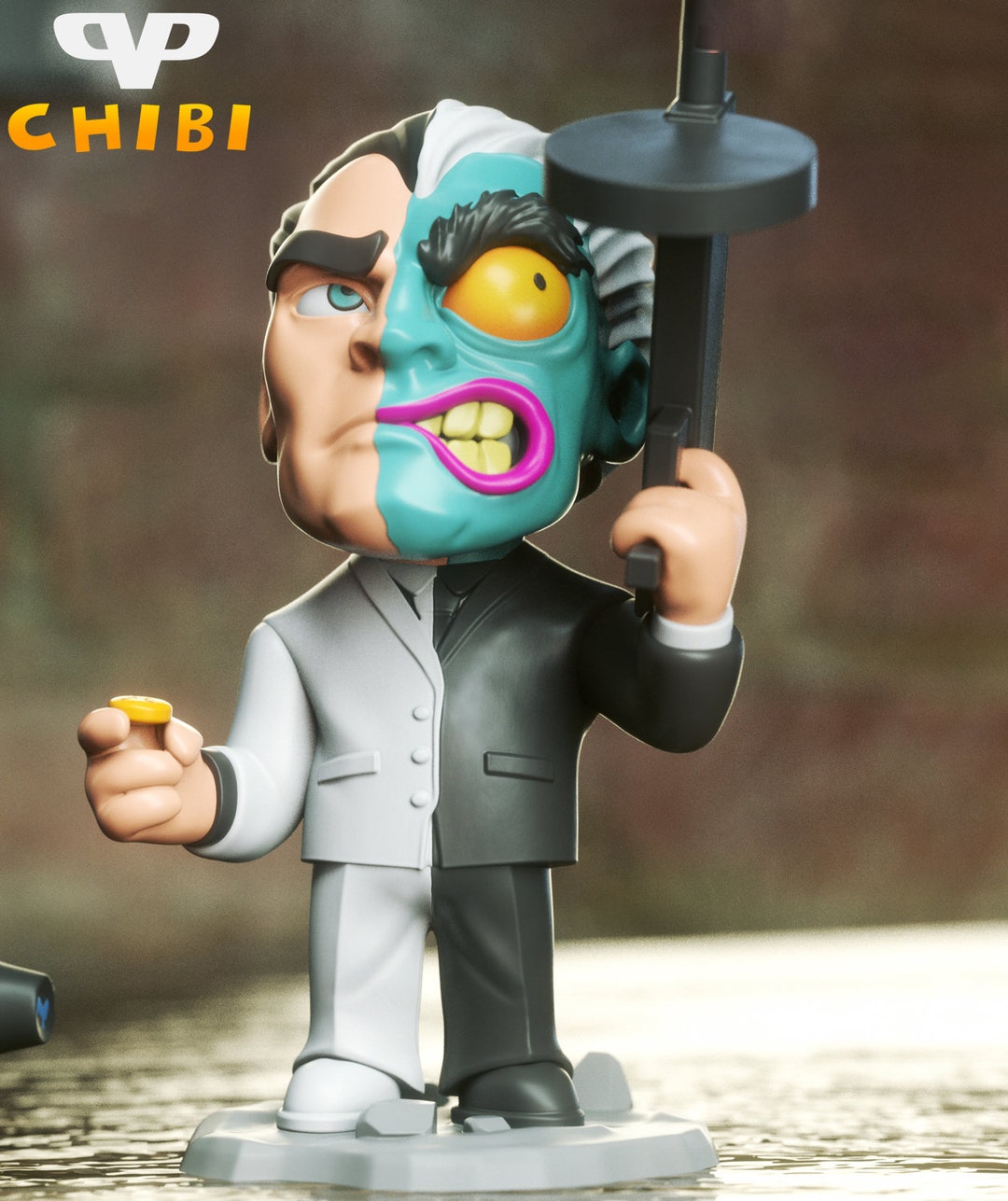 Two Face 3d Printed Hand Painted Fanart Figure Two Face Hand Made ...