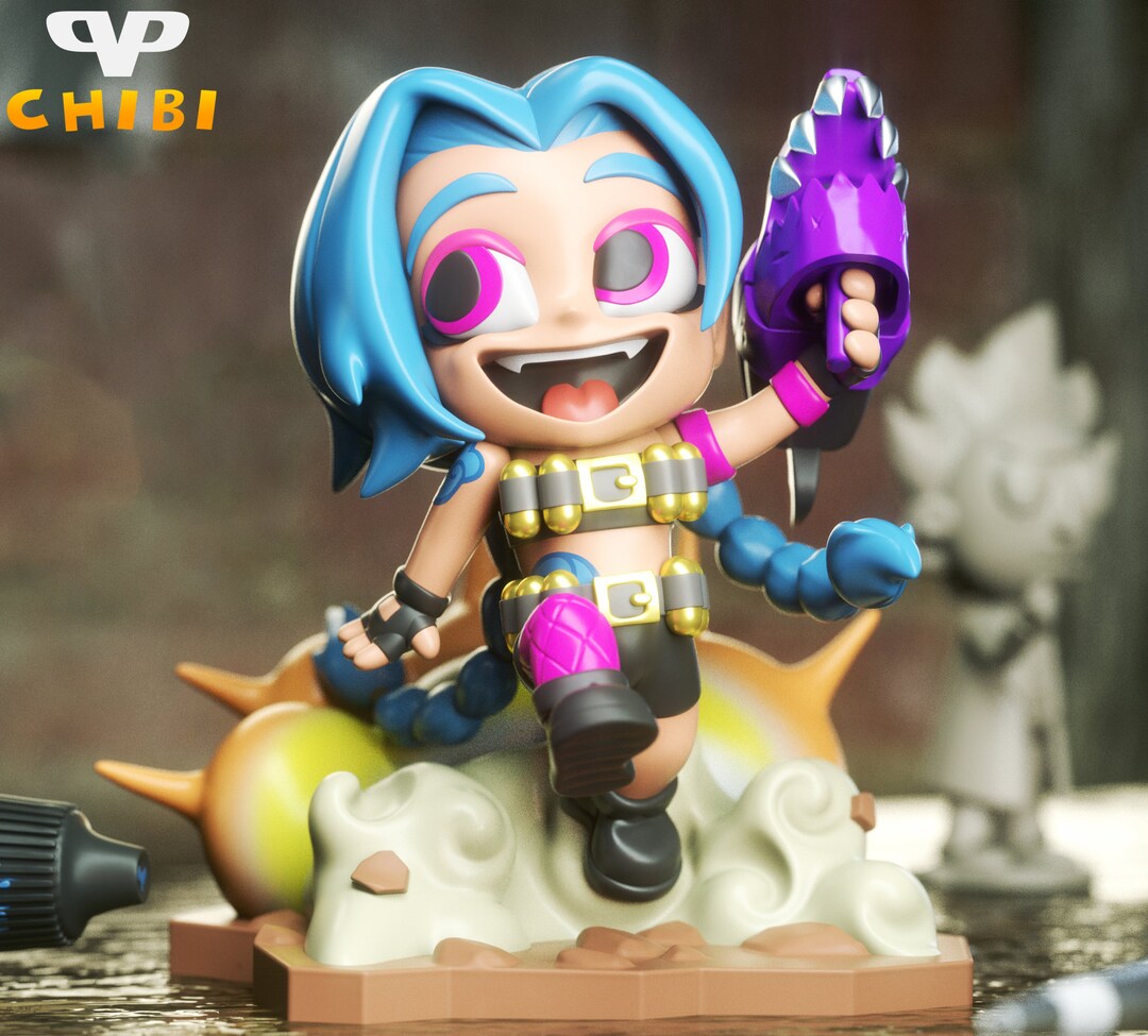 Jinx Chibi Fanart 3d Printed Hand Painted Figure Jinx Hand Made Statue Jinx 3D Printing High ...