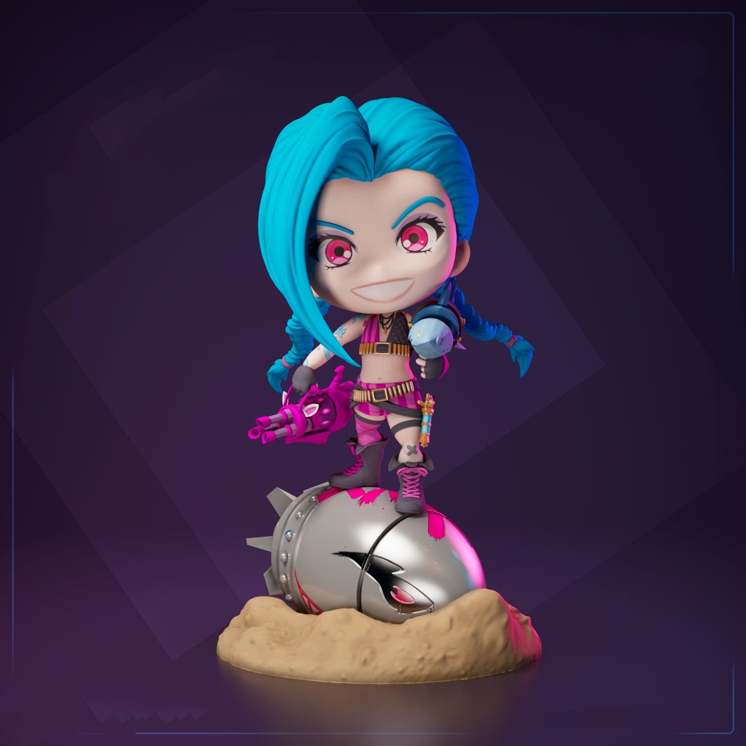 Jinx Chibi Fanart 3d Printed Hand Painted Figure Jinx Hand Made Statue ...