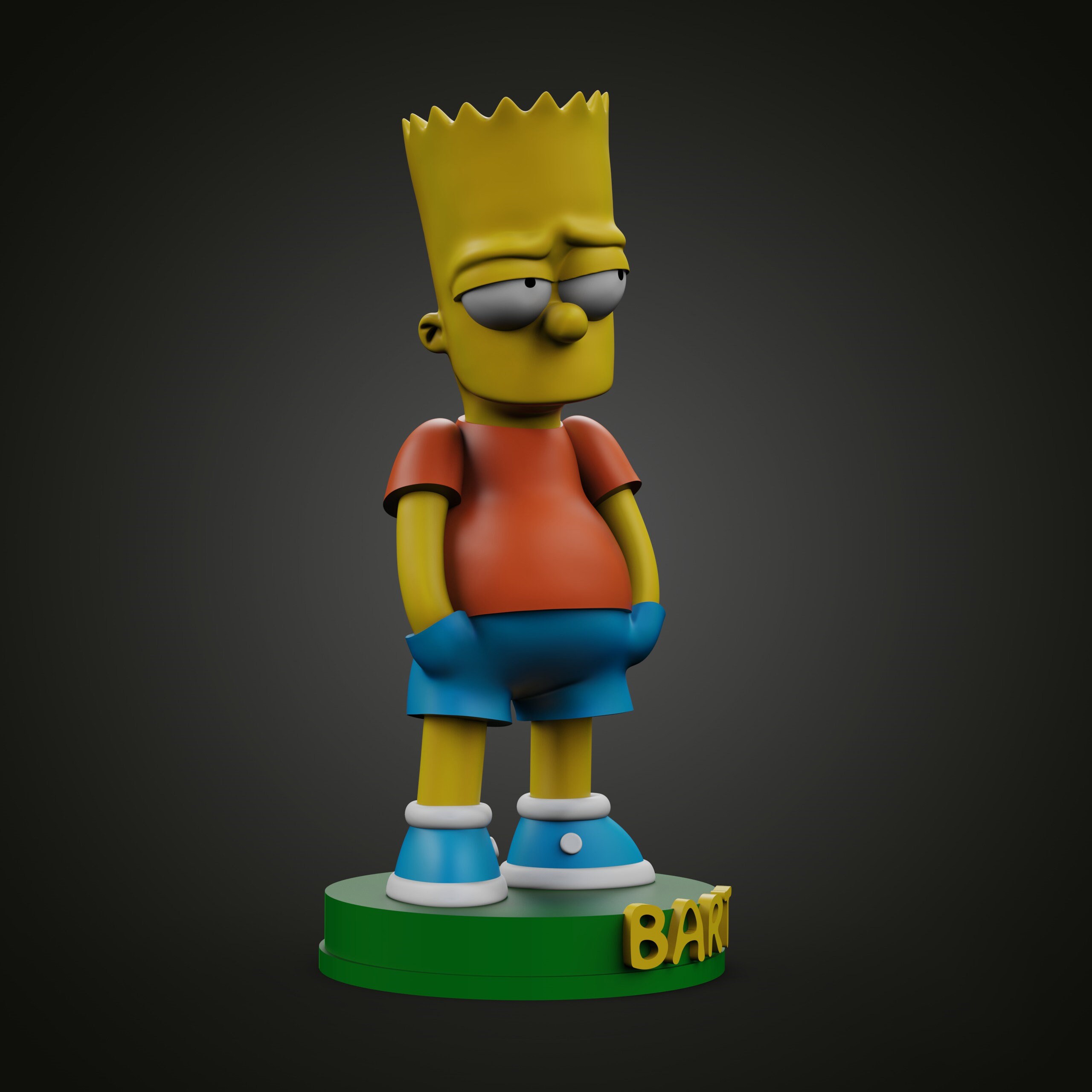 Bart Simpson 3d Printed Hand Painted Fanart Figure Bart Simpson Hand ...
