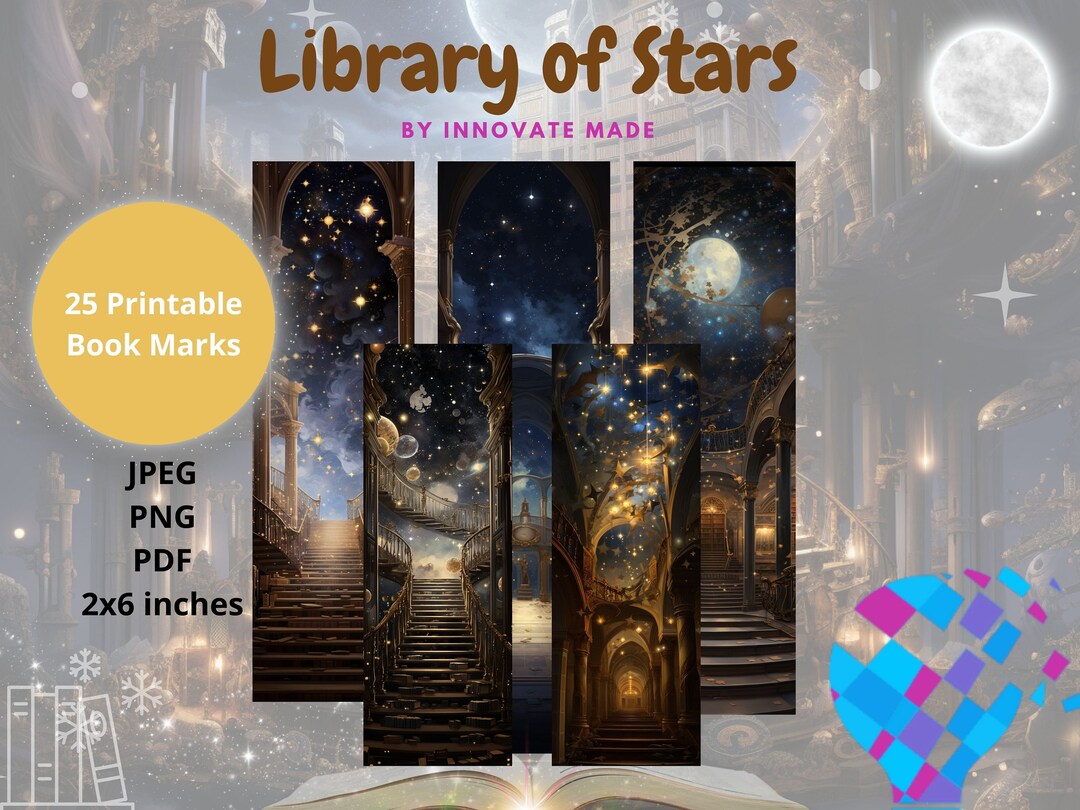 Stellar Wisdom: 25 Library of Stars Inspired Bookmarks Digital Download ...