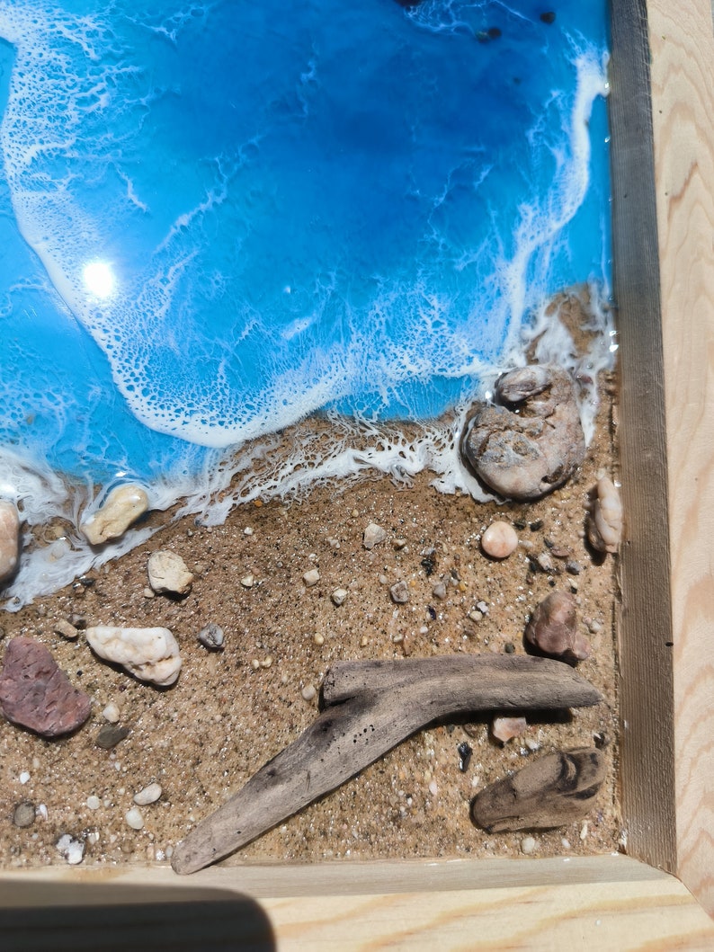 Handmade Wooden and Epoxy Resin 3d Ocean Themed Wall Art , Ocean Wave ...
