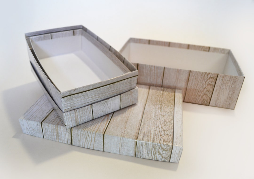 Handmade Cardboard Boxes With Lid Wood Texture Pattern Print Paper Gift ...