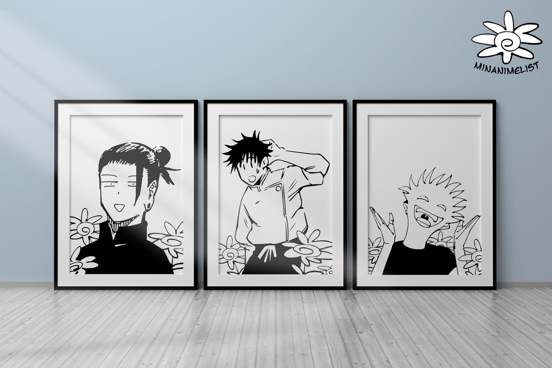 Jujutsu Kaisen Posters Anime Printable Wall Art Set of 3 Minimalist ...