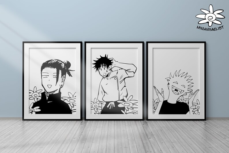 Jujutsu Kaisen Posters Anime Printable Wall Art Set of 3 Minimalist ...