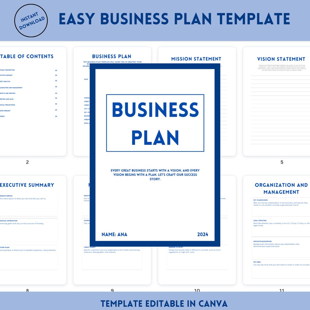 2025 Business Plan, Printable Business Plan, Business Plan Template ...