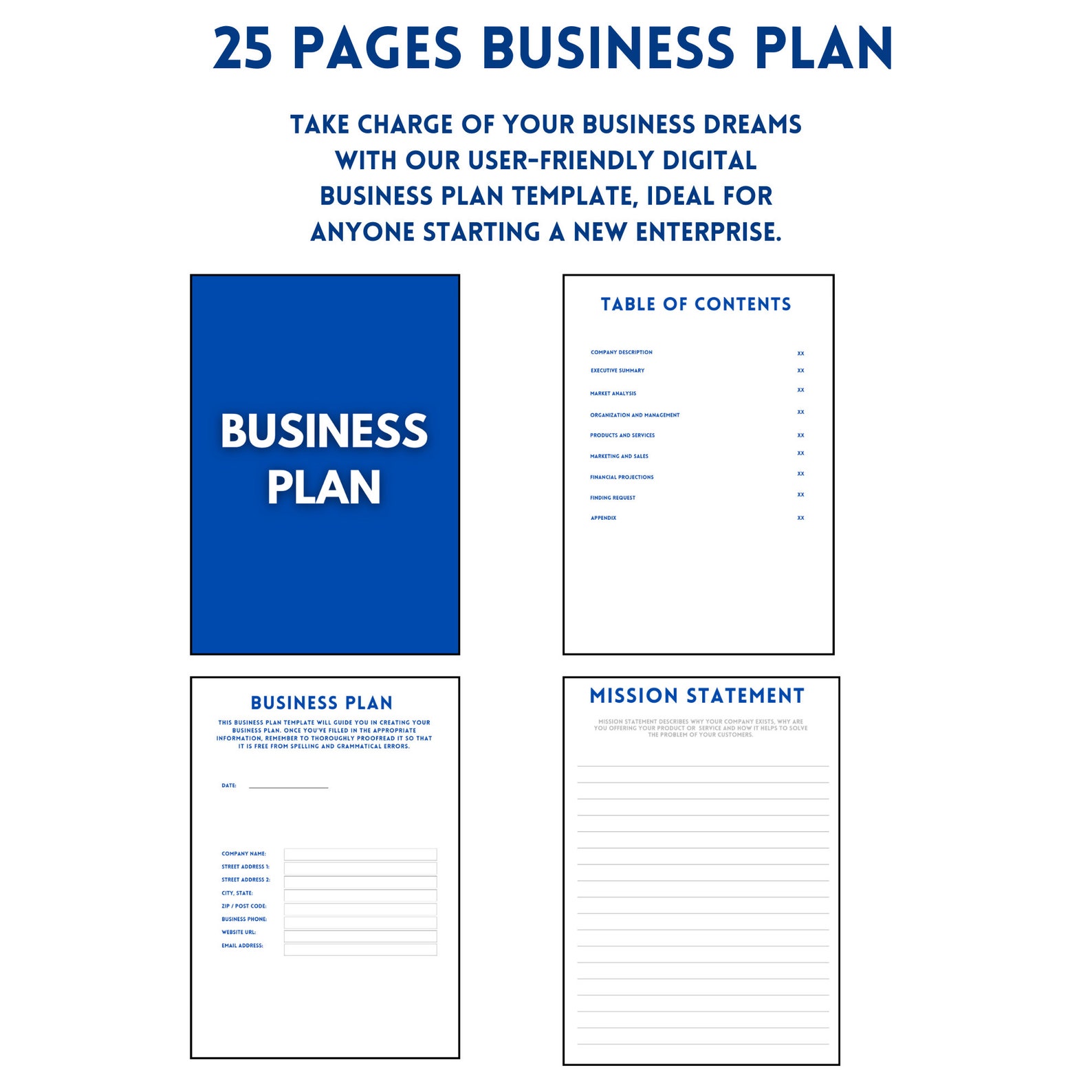 Business Plan, Printable Business Plan, Business Plan Template ...