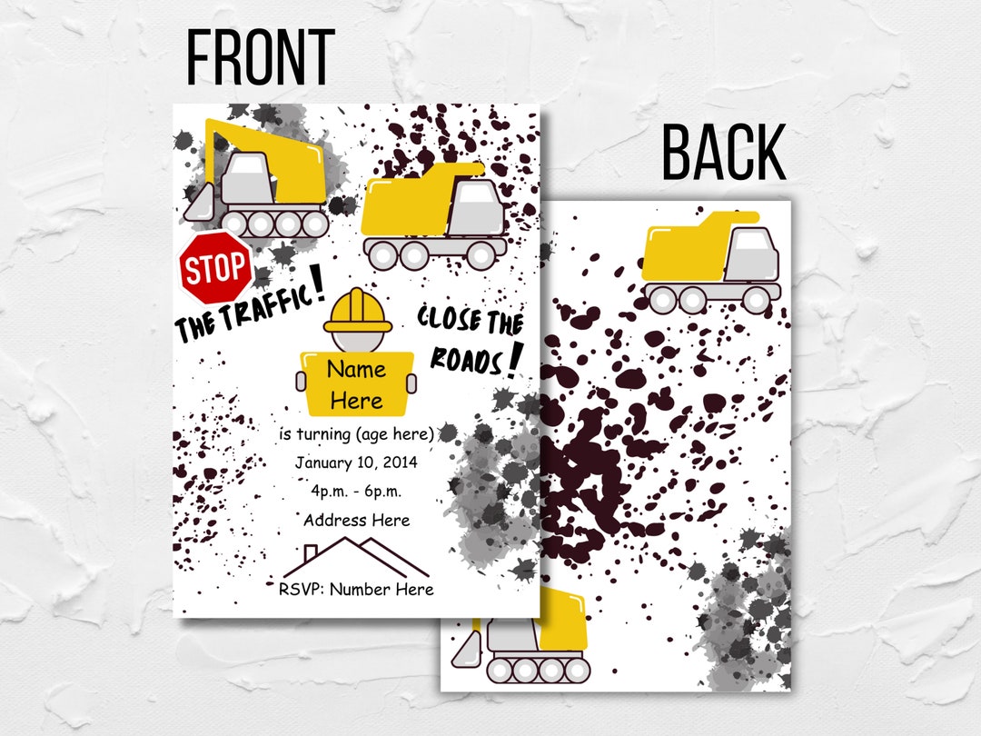 Construction Invitation, Dump Truck Party Invite, Stop the Traffic ...