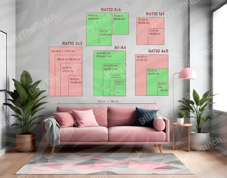 Customizable Print Size Guide, Wall Art Size, Frame Size Guide, Poster ...