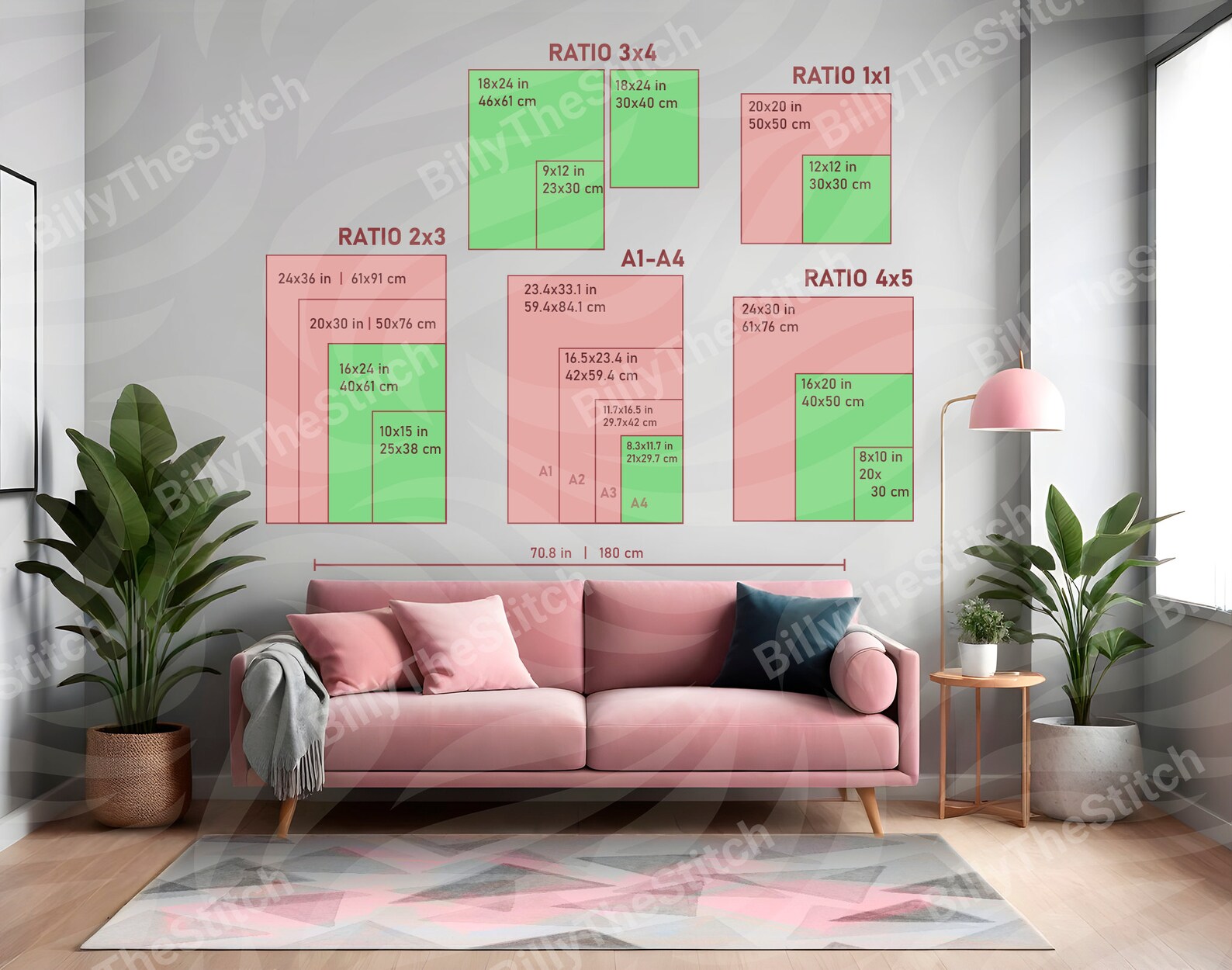 Customizable Print Size Guide, Wall Art Size, Frame Size Guide, Poster ...