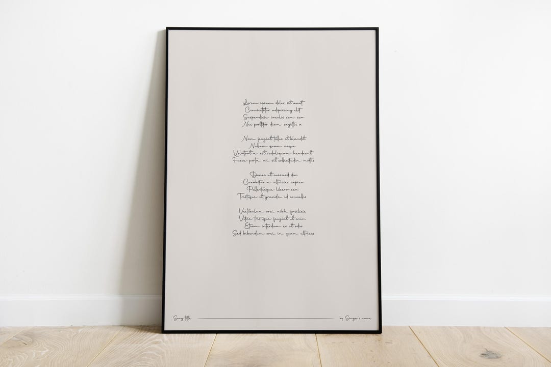 Personalized Song Lyrics Poster – Custom Minimalist Poster – Printable ...