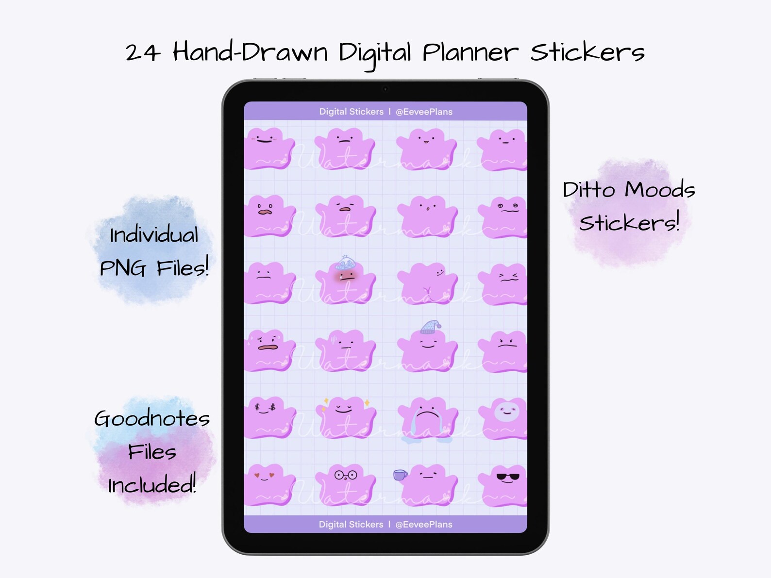 Ditto Mood Digital Planner Stickers for Goodnotes | Kawaii Hand Drawn ...