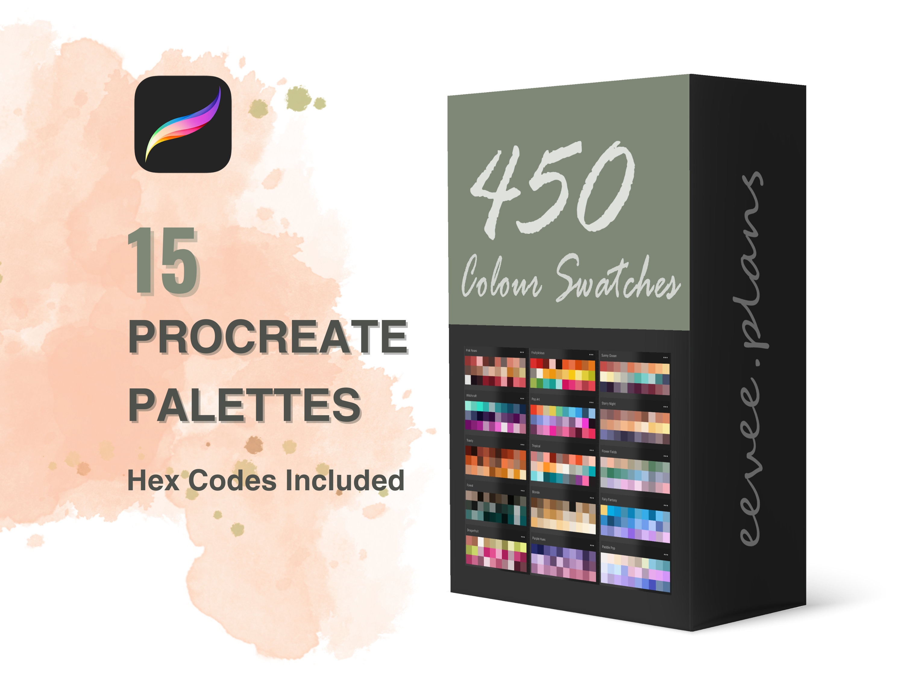 Essentials Procreate Colour Palette Inspiration I, Hex Codes, 450 ...