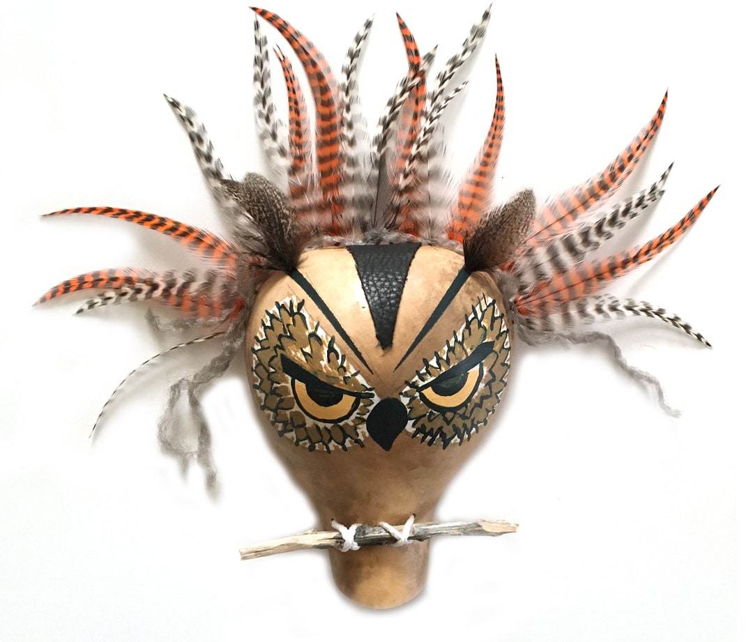 Gourd Mask Hand-painted Native Style Owl - Etsy