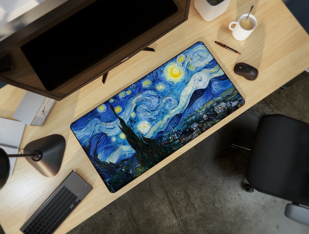 Starry Night Reimagined Artistic Desk Mat Unique Gift for Home Office ...